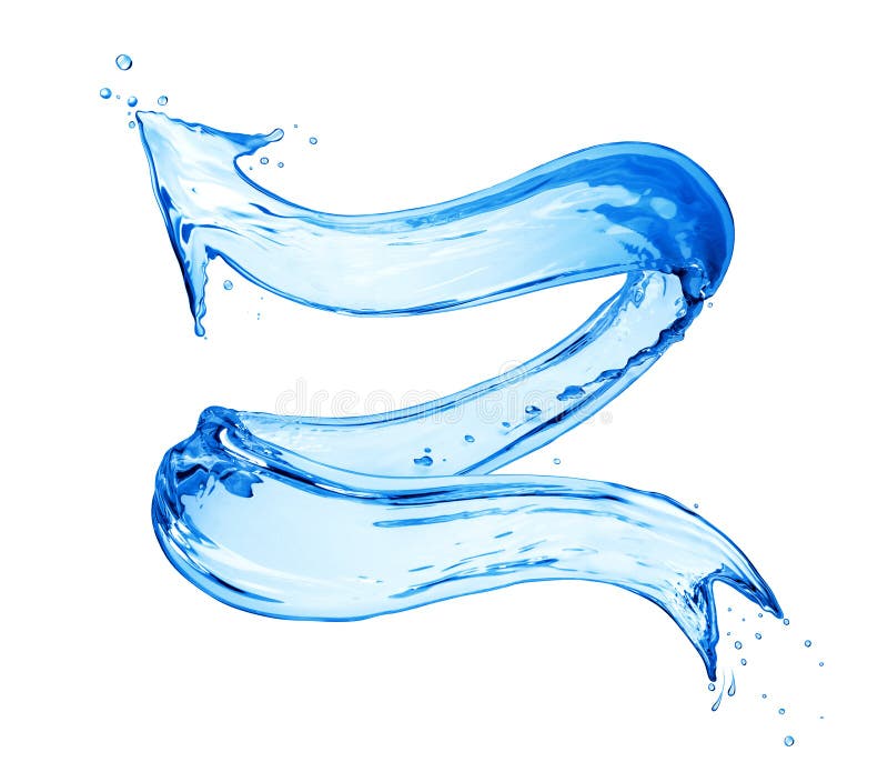 Curved Arrow Made of Water Splashes on a White Background Stock ...
