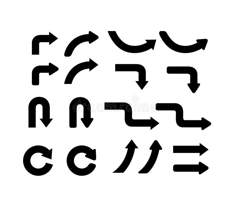 Curved arrow set stock vector. Illustration of straight - 111229910