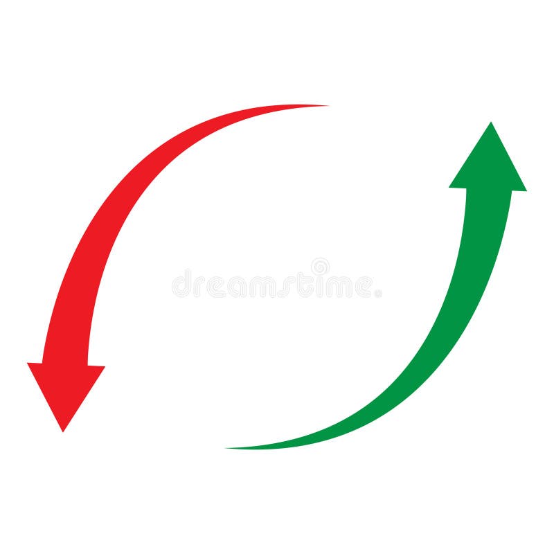 Curved Arrow Symbol. Direction Arrow Concept. Red Green Shape. Vector ...