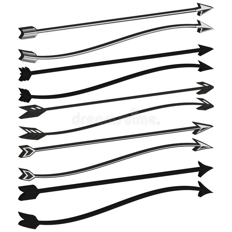 Curved Arrows Flow. Wavy Direction Icon. Flexible Path Vector. Dynamic ...