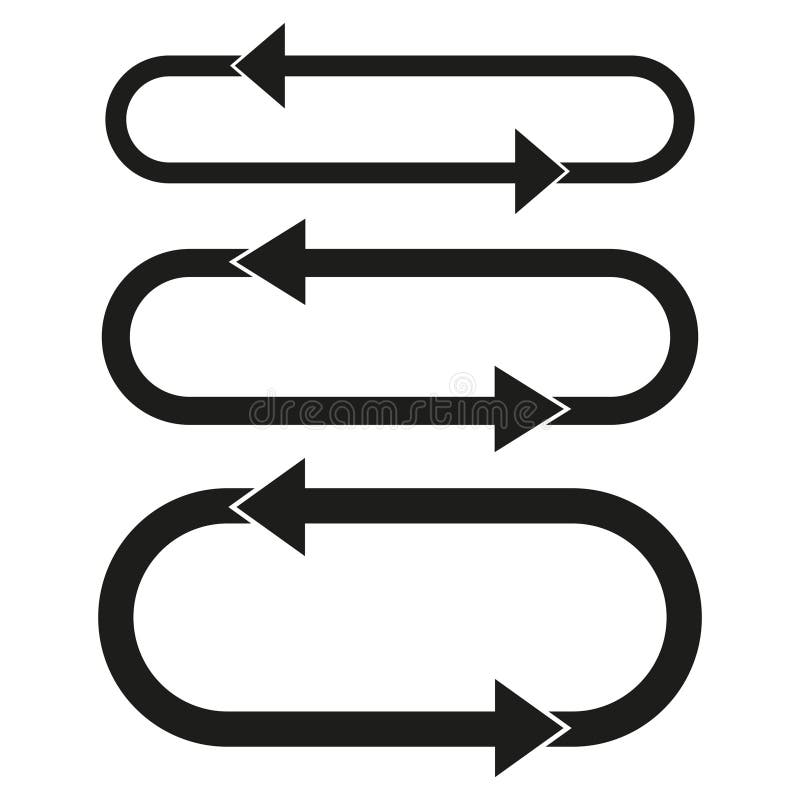 Curved Arrows Icons. Directional Loop Symbols. Black and White Vector ...