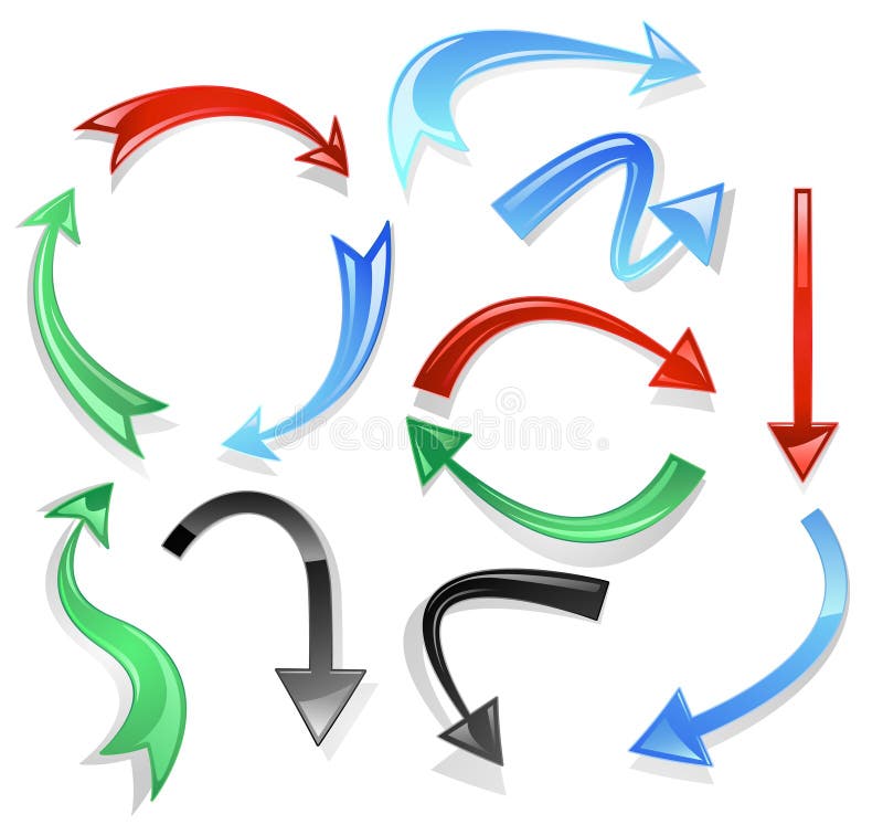 Curved Arrows Made Glass Stock Illustrations – 3 Curved Arrows Made ...