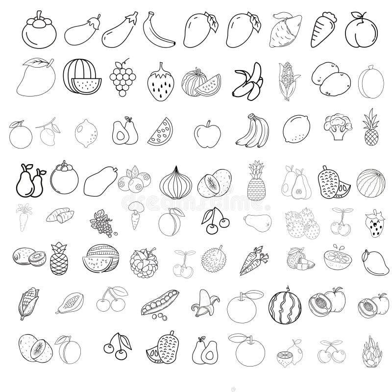 Vector Shapes of Fruits and Vegetables Stock Vector - Illustration of ...