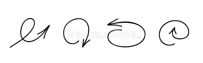 Curved Arrows Set. Vector Hand Drawn Arrows Shape Collection Isolated ...