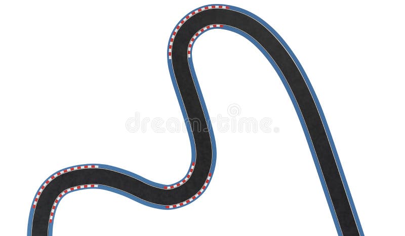 Curved Asphalt Racing Track Road Isolated on White Background Stock ...