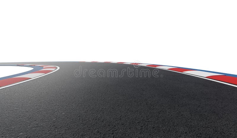 Curved Asphalt Racing Track Road Isolated on White Background Stock ...