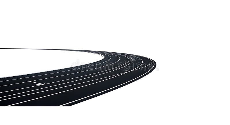 Curved Asphalt Running Track with Several White Lanes Marked on it. the ...