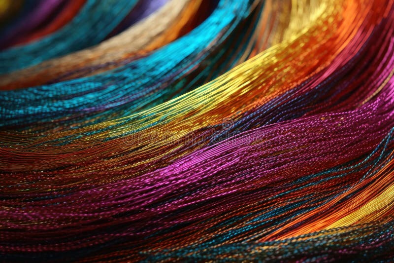 A Curved Background of Fine Threads in Bright Colours Created with ...