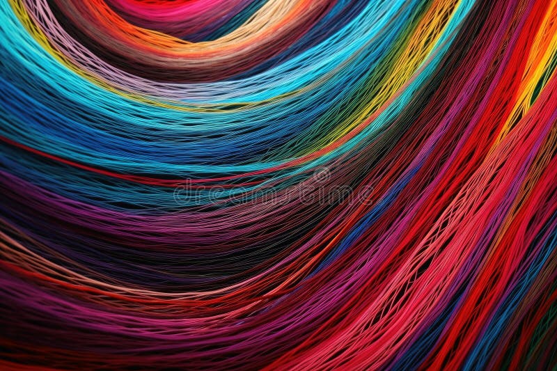 A Curved Background of Fine Threads in Bright Colours Created with ...