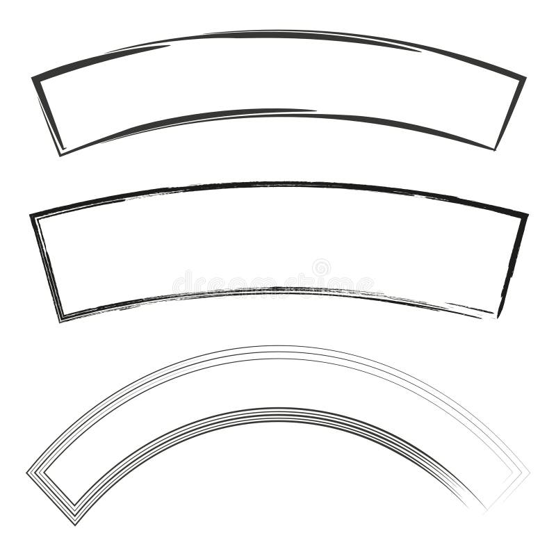 Curved Banner Frames. Different Sketch Styles. Black and White Vector ...