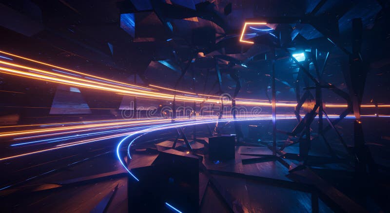 Dense Curved Light in a Futuristic Led Environment Stock Illustration ...