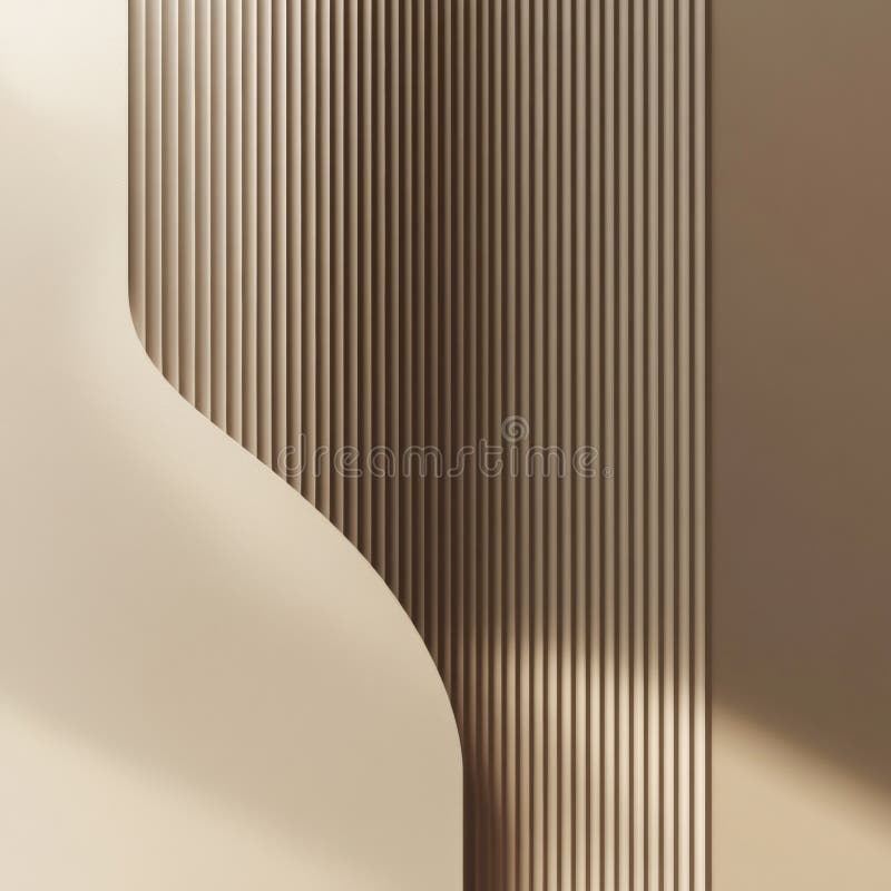 Curved Beige Wall Design with Vertical Lines Creating an Elegant Modern ...