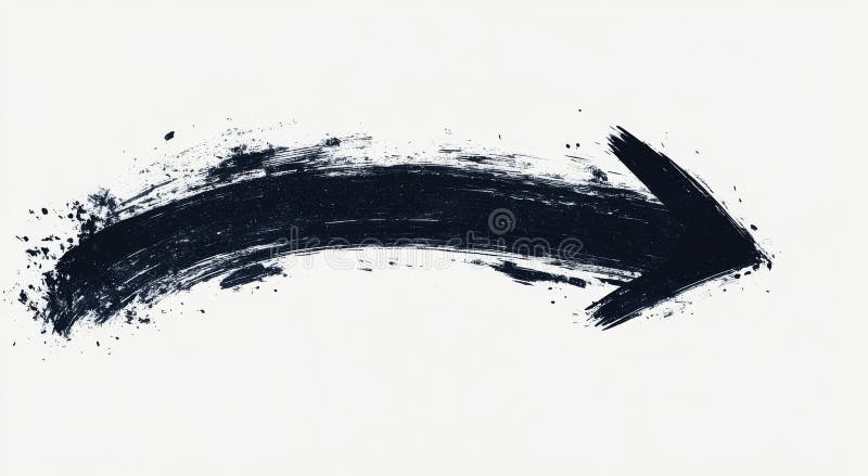 Curved Black Brush Arrow Painted To the Right. Stock Photo - Image of ...