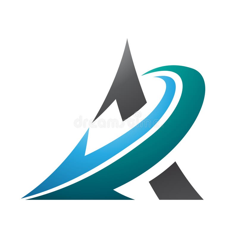Curved Black Triangle with a Blue and Green Arrow Stock Vector ...