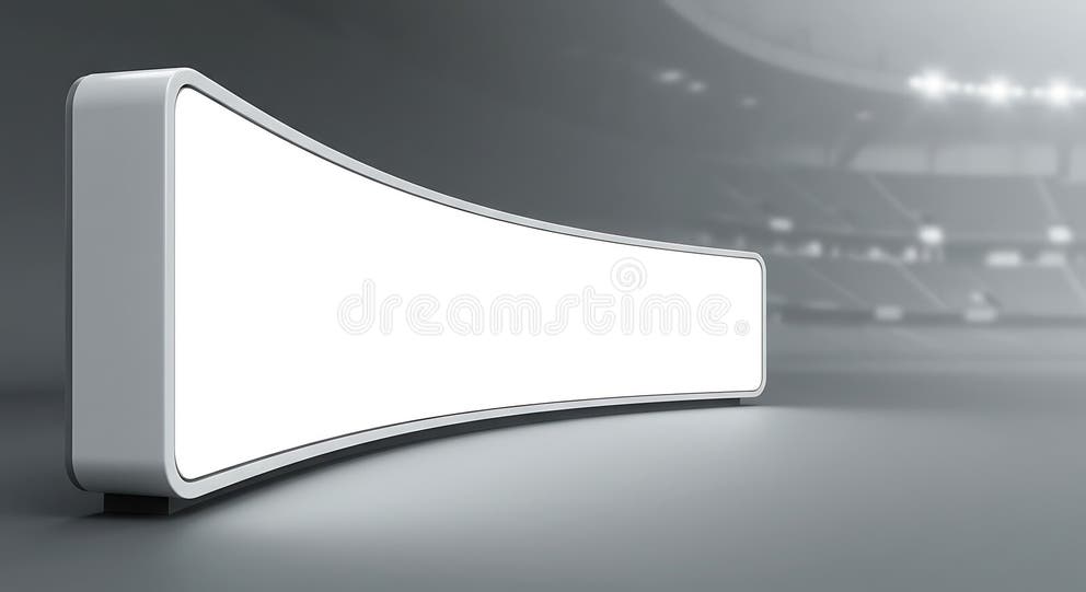 Blank Curved Billboard Mockup Display in Stadium Background for ...