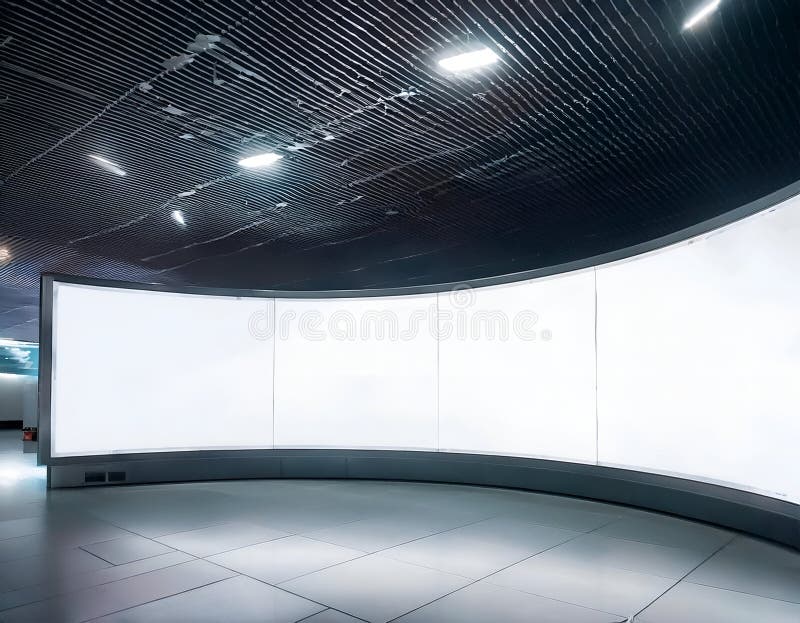 Curved Blank Digital Display Screen in Modern Exhibition Space with ...