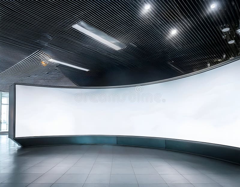 Curved Blank Digital Display Screen in Modern Exhibition Space with ...
