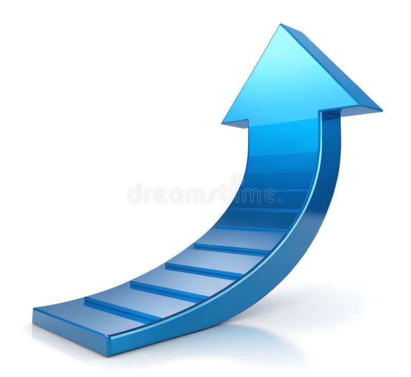 Curved Blue Arrow Ascending Symbol of Progress and Advancement Stock ...
