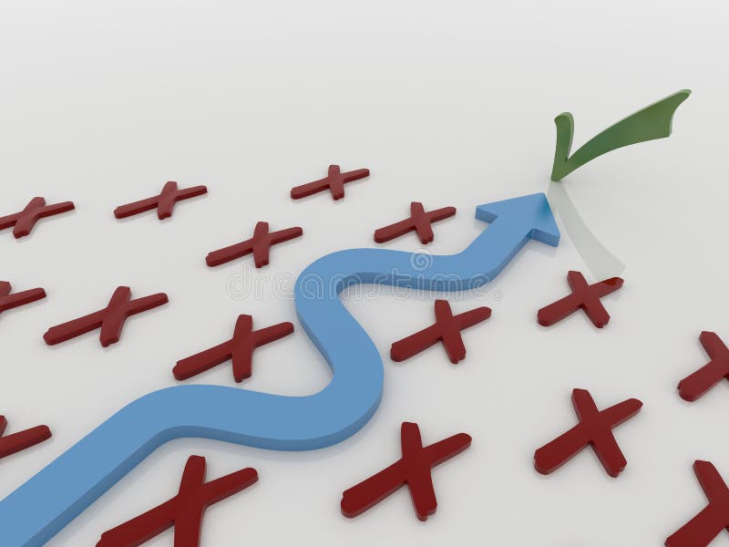 Curved Blue Arrow Path To Solution Stock Illustration - Illustration of ...