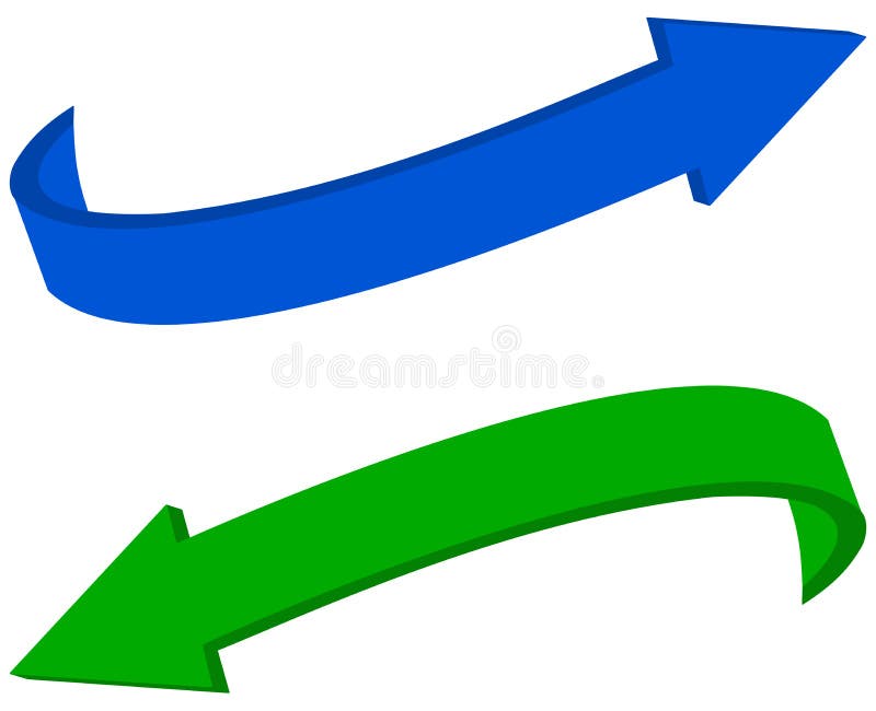 Curved Blue and Green Arrows Stock Vector - Illustration of directional ...