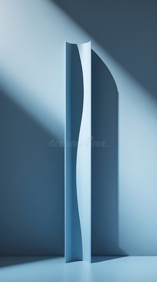 Curved Blue Sculpture Casting Shadows in a Minimalist Interior Stock ...