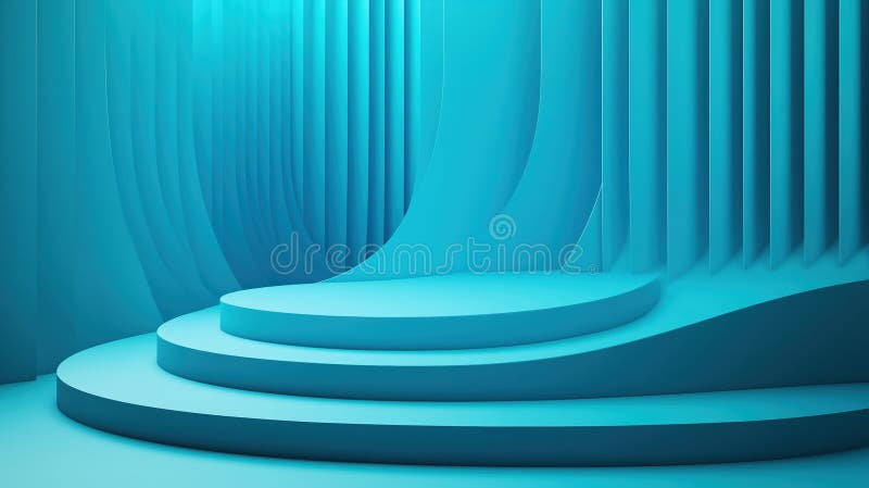 Elegant Blue Stage Design with Curves Stock Illustration - Illustration ...