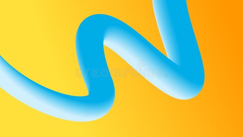 Curved Blue Tube on Yellow Gradient Background Stock Illustration ...