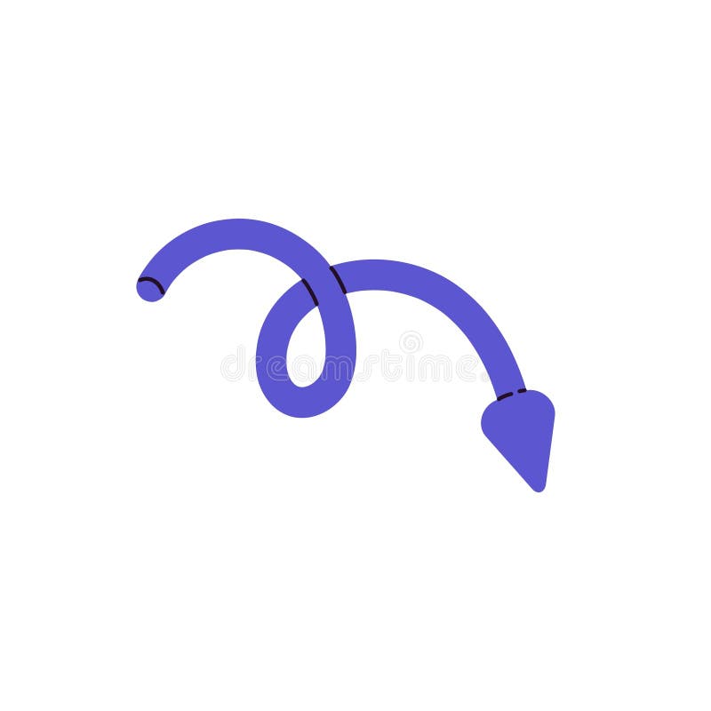 Curved Bold Arrow, Line with Loop. Twisted Pointer Symbol. Geometric ...