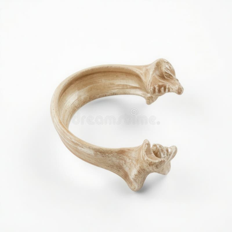 Bone-colored Curved Object with Textured Surface and Elaborate Ends ...