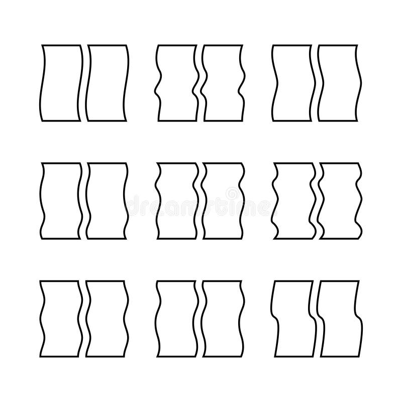 Curved Border Combine Elements Set. Shapes with Different Crooked Path ...