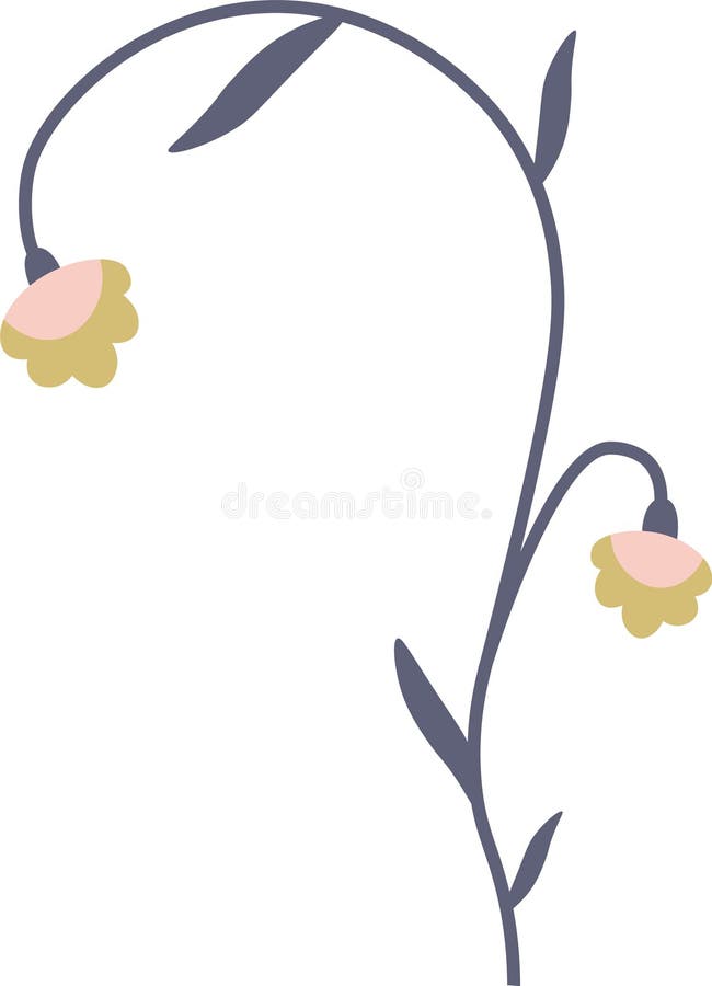 Curved Branch with Flowers stock vector. Illustration of design - 356401484