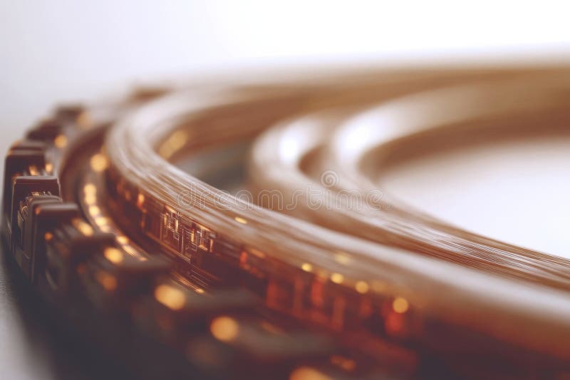 Curved Brown Industrial Cables Coiled in Loops Representing Durable ...