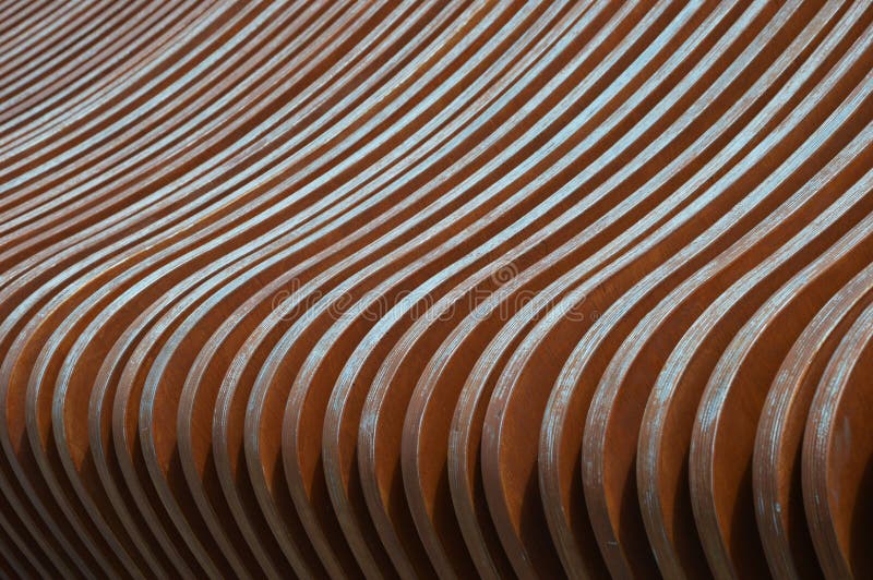 Curved Brown Wooden Slats. Bench Element. Abstract Background Stock ...