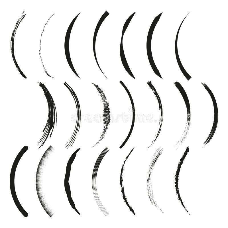 Curved Brushstroke Icon. Arc Vector Stroke. Motion Shape Set. Abstract ...