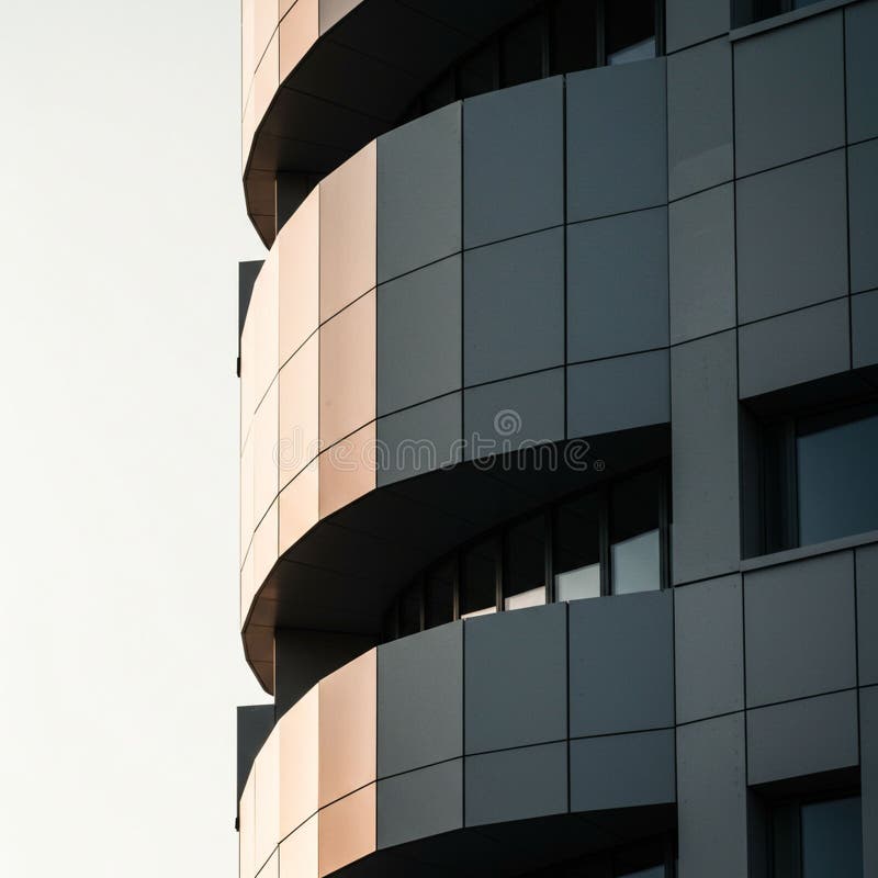 Curved Building Facade Featuring Sleek, Modern Architectural Design ...