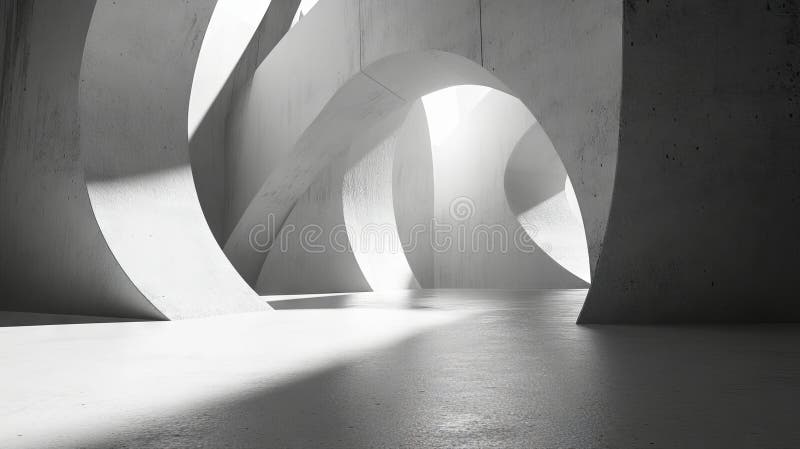 A Curved Building with a Modern Interior, Empty Space, and Abundant ...