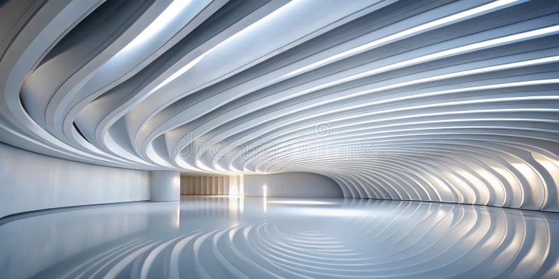 Curved Ceiling Interior White, Reflective, Abstract Design Stock ...