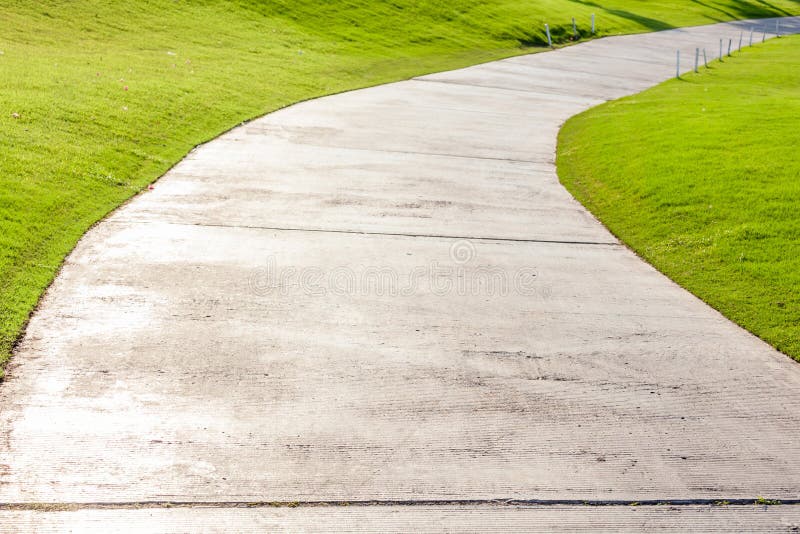 Curved Pathway Green Golf Course and Beautiful Nature Scene. Stock ...