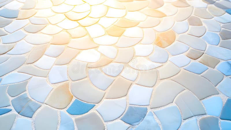 Curved Ceramic Tile Arrangement in Warm and Cool Tones with Delicate ...