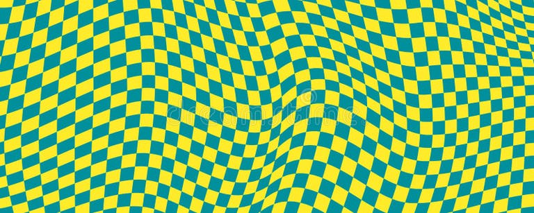 Curved Checkerboard Background, Green Abstract Distorted Grid Texture ...