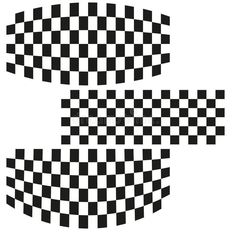 Curved Checkerboard Pattern. Racing Flag Element. Black White Grid ...