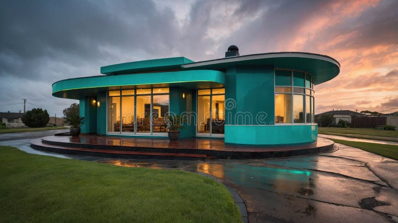 Curved Compact Art Deco House Highlighting Modern Architecture at ...