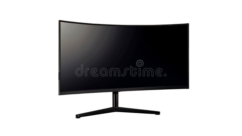 A Curved Computer Monitor on a White Background Stock Illustration ...