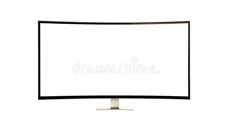 A Curved Computer Monitor with a White Screen on a White Background ...