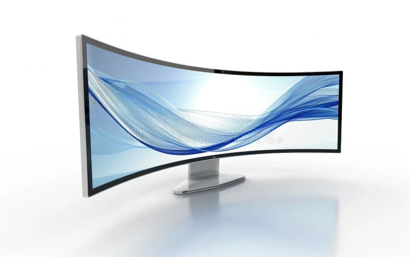 Curved Computer Screen Isolated on White Background, Stock Image ...