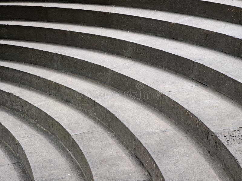 Curved Concrete Steps Forming a Semicircle in an Urban Environment ...