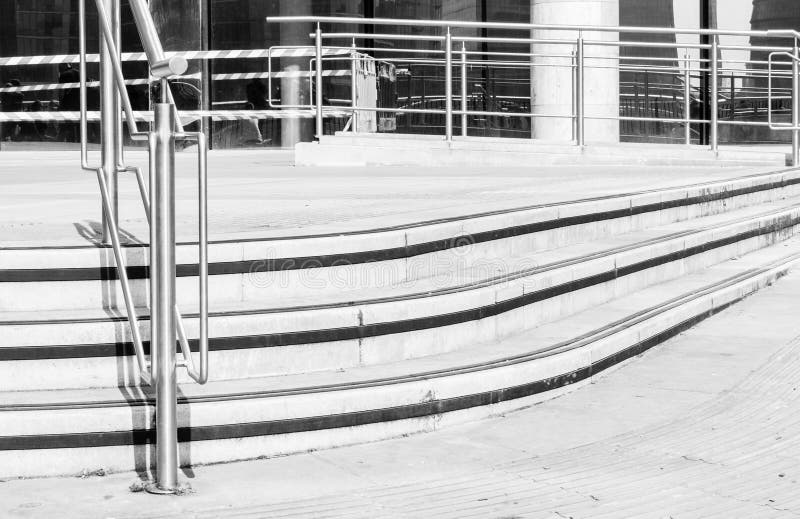 Curved Concrete Steps and Metal Grill Support Stock Photo - Image of ...
