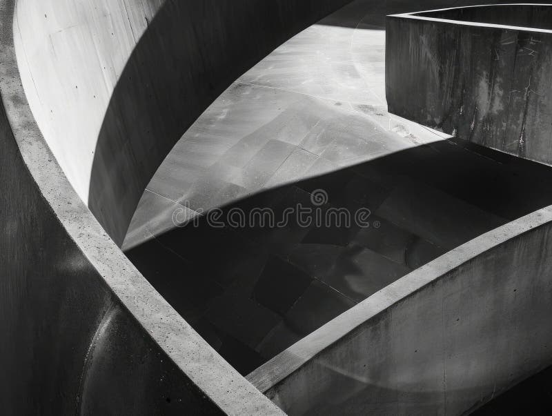 Curved Concrete Structure with a Shadow Cast on it Stock Photo - Image ...