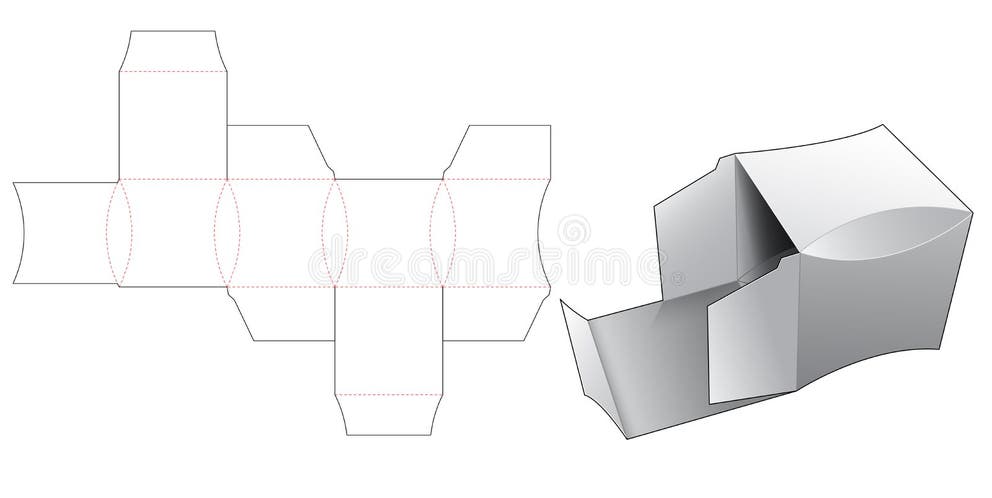 Curved Corner Box Die Cut Template Stock Vector - Illustration of ...