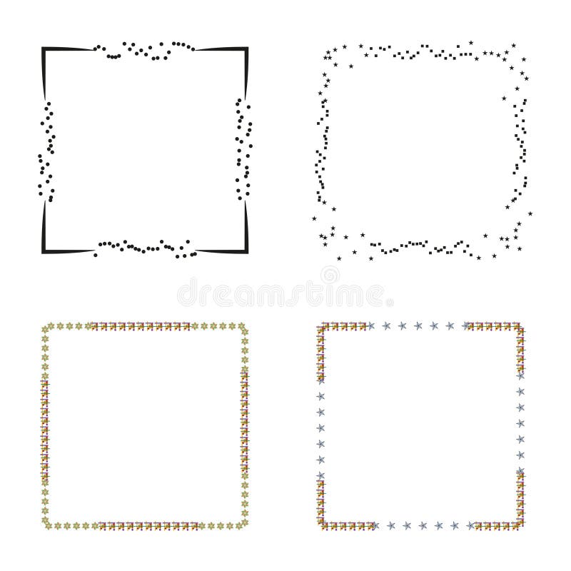 Curved Corner Shape. Dotted Black Frame. Playful Square Border. Vector ...